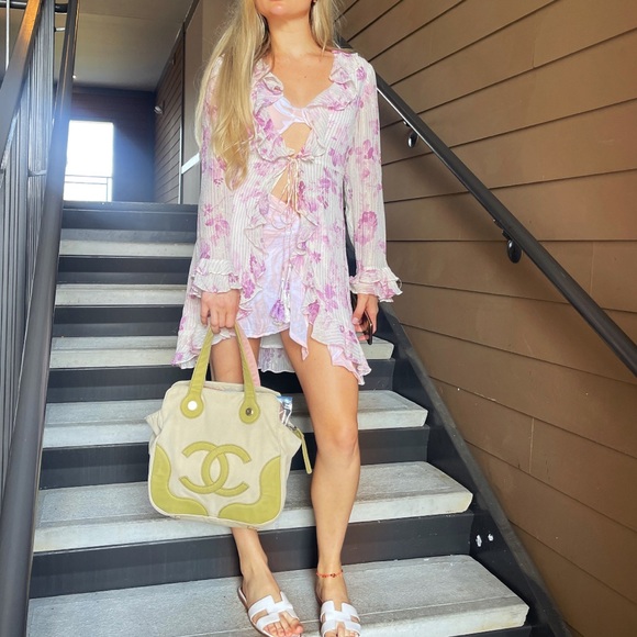 Rococo Sand | Dresses | Rococo Sand Lilac Floral Mini Coverup Dress In ...